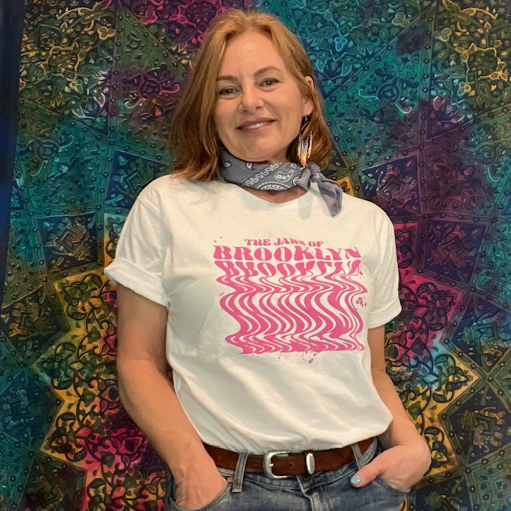 Jaws of Brooklyn - Pink Drip Logo - White Tee